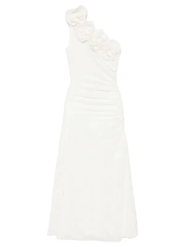NISSA Floral-appliqué Midi Dress - White