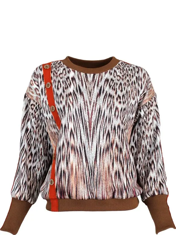 LALIPOP DESIGN Animal Print Knit Sweatshirt - Black