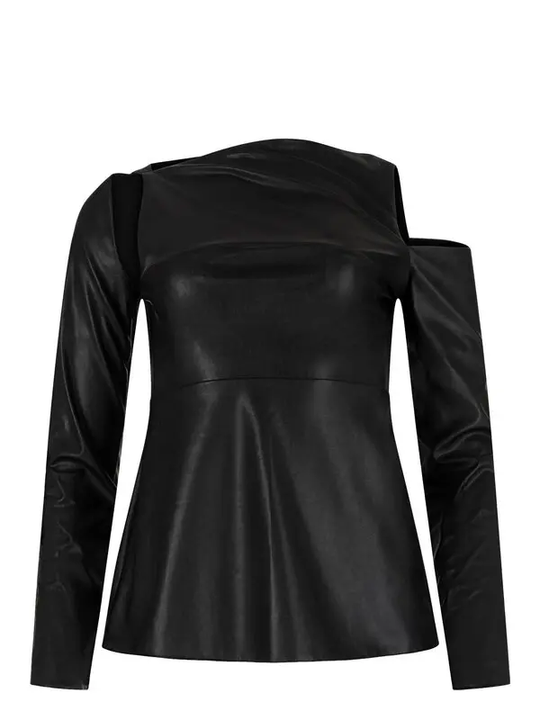 CLOTHES BY LOCKER ROOM Faux Leather Top - Black