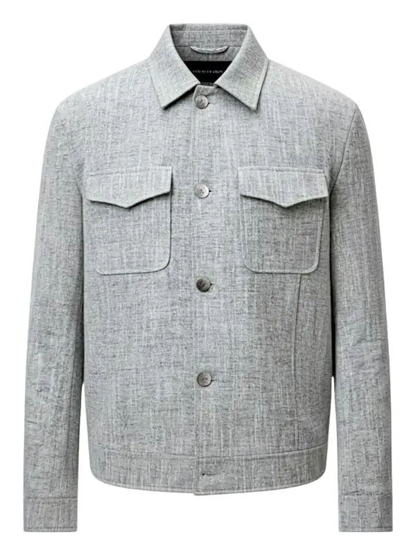 STOVARIA Handwoven Yak Wool Blend Shirt Jacket - Grey