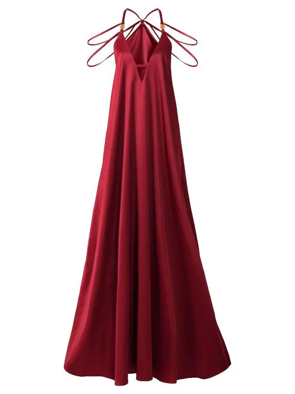 KARGEDE Satin Maxi Slip Gown - Red