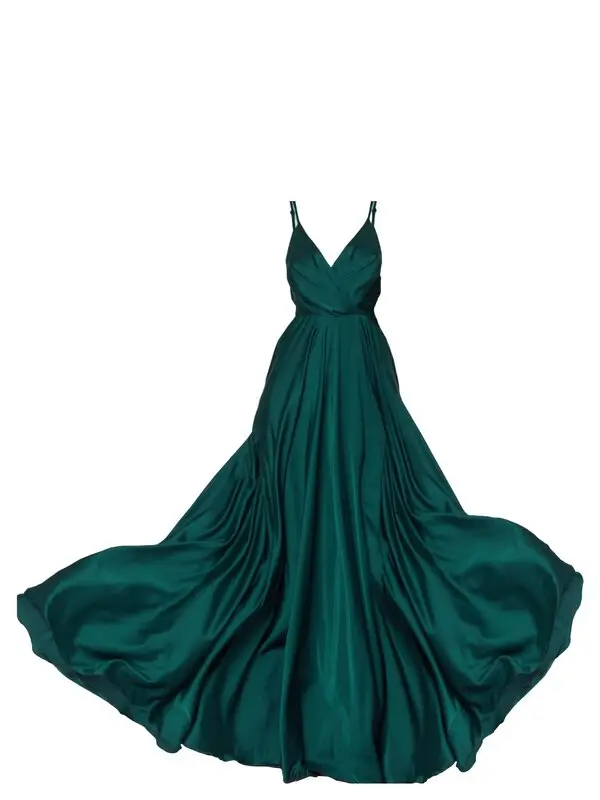ANGELIKA JOZEFCZYK Satin Long Evening Dress - Green