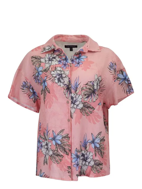 LORDS OF HARLECH Lara Floral Linen Shirt - Pink