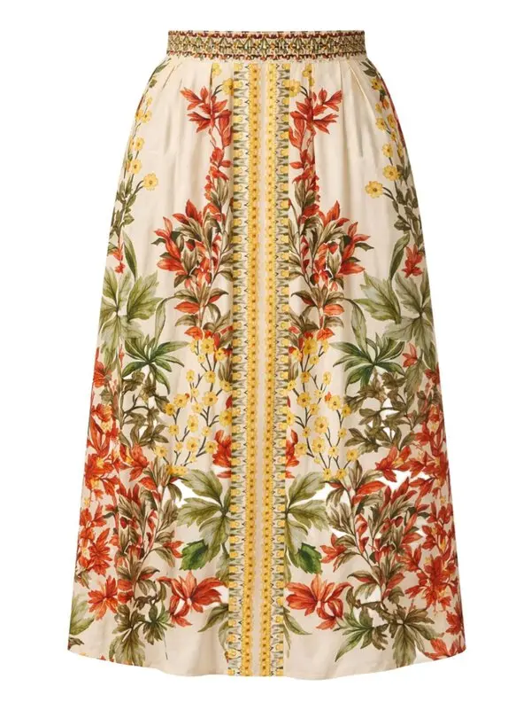 RAISHMA Printed Midi Skirt - White