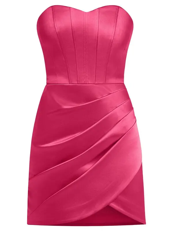 TIA DORRAINE Satin Corset Mini Dress - Pink