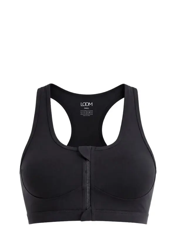 LOOM ARCHIVES Day Flow Zip Up Sports Bra - Black