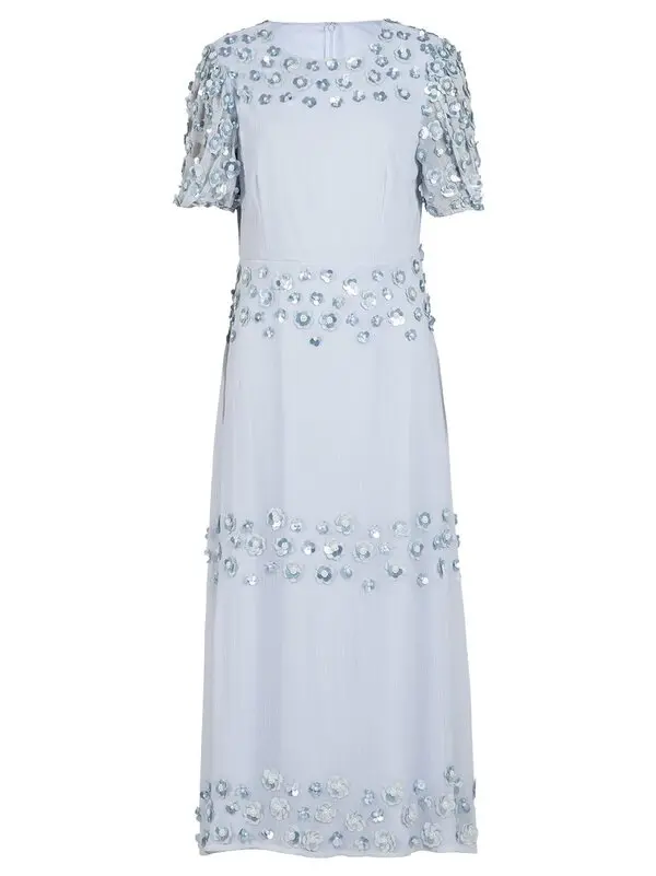 ROSE & NANCY Hand Embellished Midi Dress - Blue