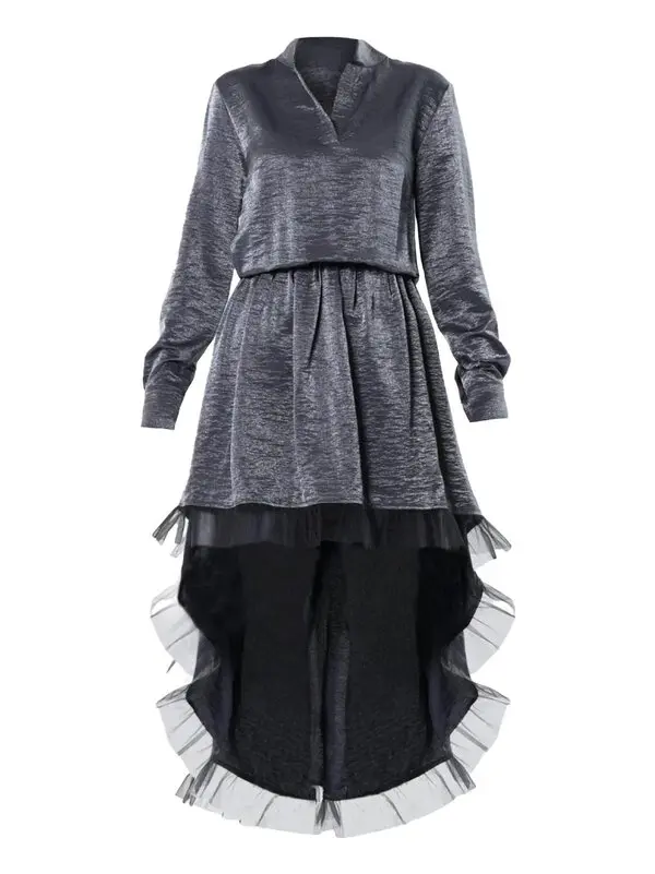 METAMORPHOZA Metallic Layered Tunic - Silver