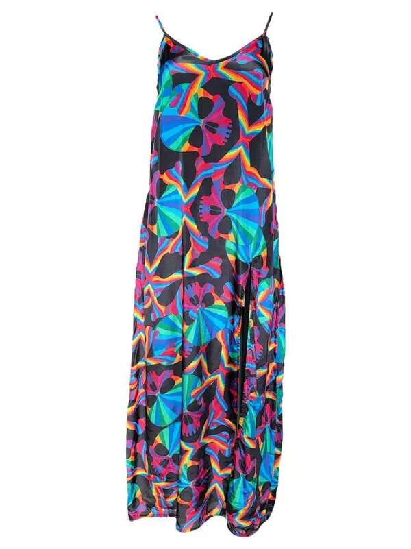 ANY OLD IRON Rainbow Skull Long Dress - Black/red