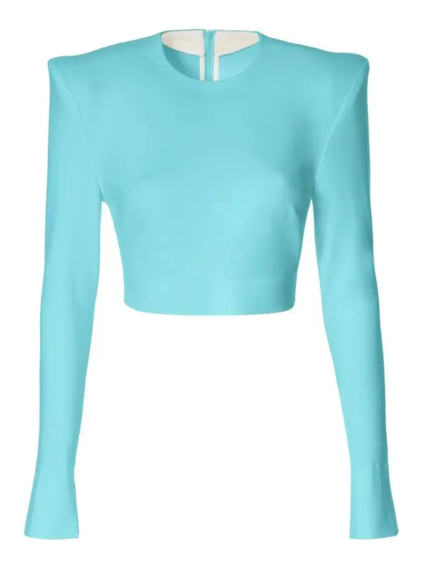 AGGI BY HALEWSKI Zoey Radiance Fitted Crop Top - Blue
