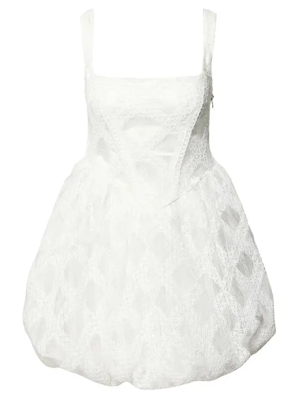 AMY LYNN Lisa Lace Embellished Mini Puffball Dress - White