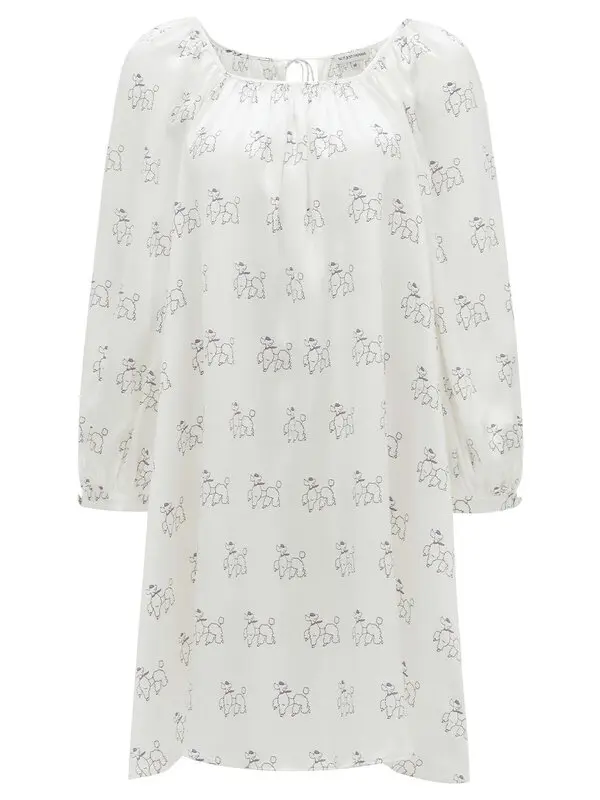 Not Just Pajama Silk Puff Sleeve Dress - White