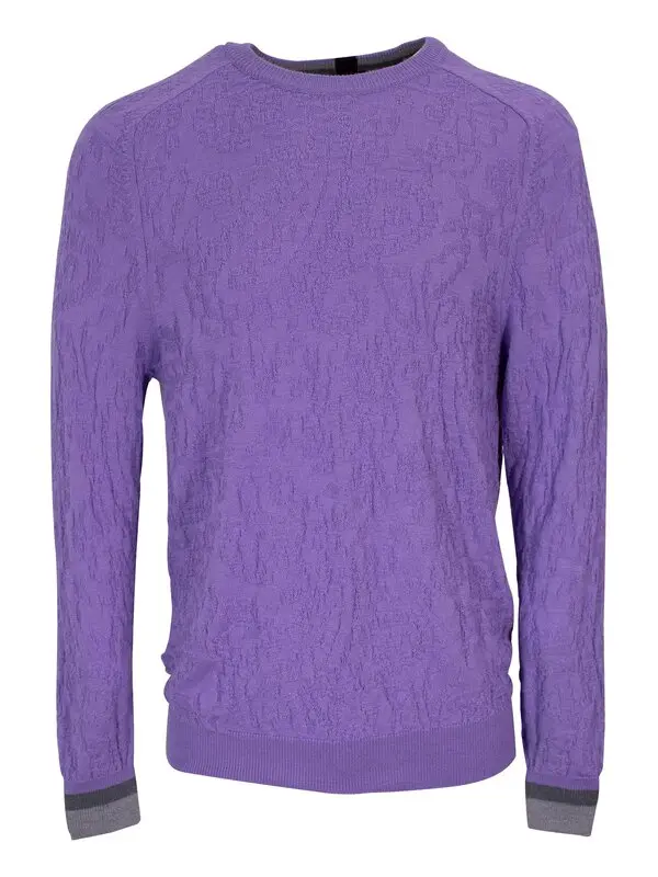LORDS OF HARLECH Colin Jacquard Paisley Merino Sweater - Purple/grey