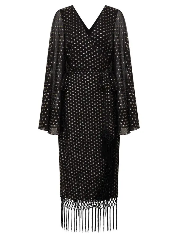 LITTLE LIES Cosmic Dancer Metallic Wrap Dress - Gold/black