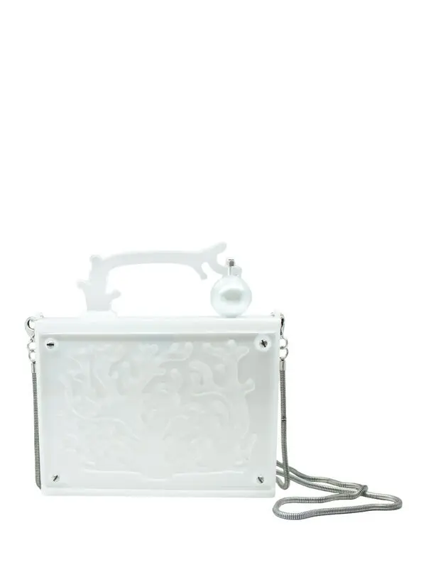 GISSA BICALHO Acrylic Clutch With Chain Strap - White