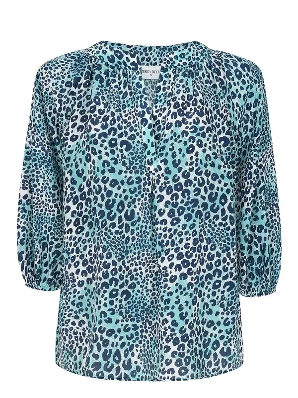 MERCY DELTA Clevedon Ravello Azure Blouse - Blue
