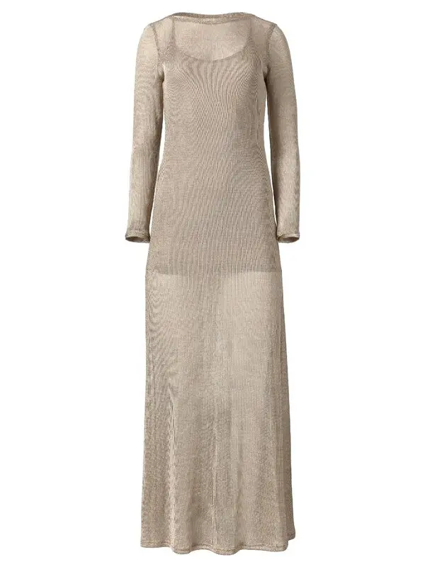 LITA COUTURE Side-slit Maxi Dress - Gold