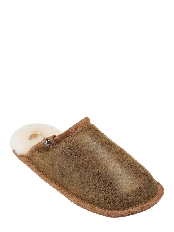 BEDROOM ATHLETICS Keifer Distressed Sheepskin Mule - Brown