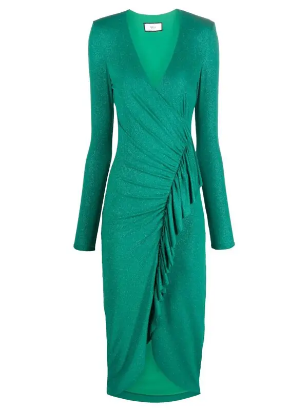 NISSA Ruffled Midi Dress - Green