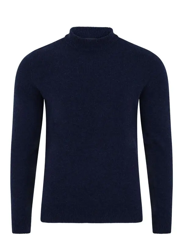 PAUL JAMES KNITWEAR Lambswool Arden Mock Turtleneck Jumper - Blue