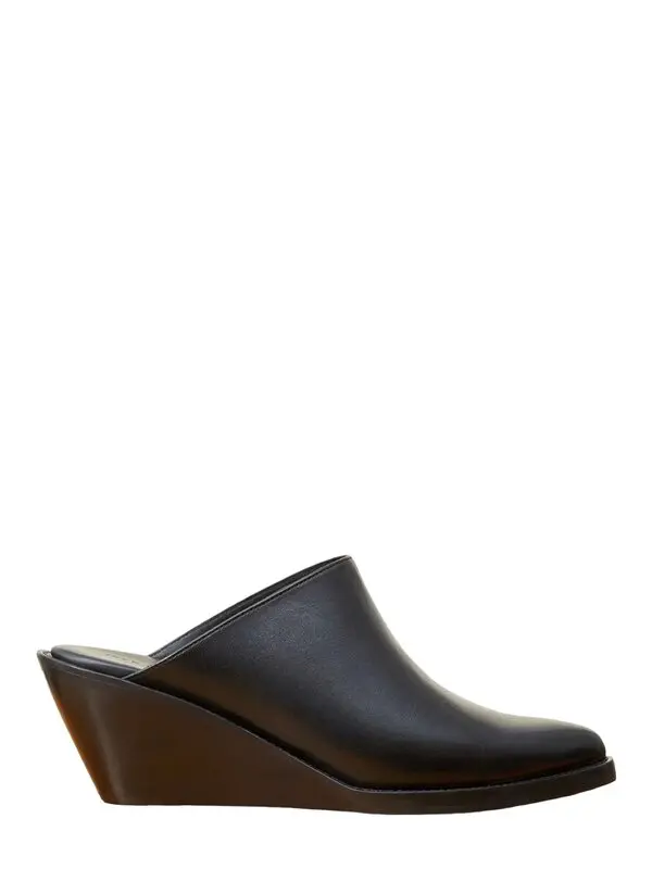 Jack Erwin Ava Leather Wedge Mule - Black