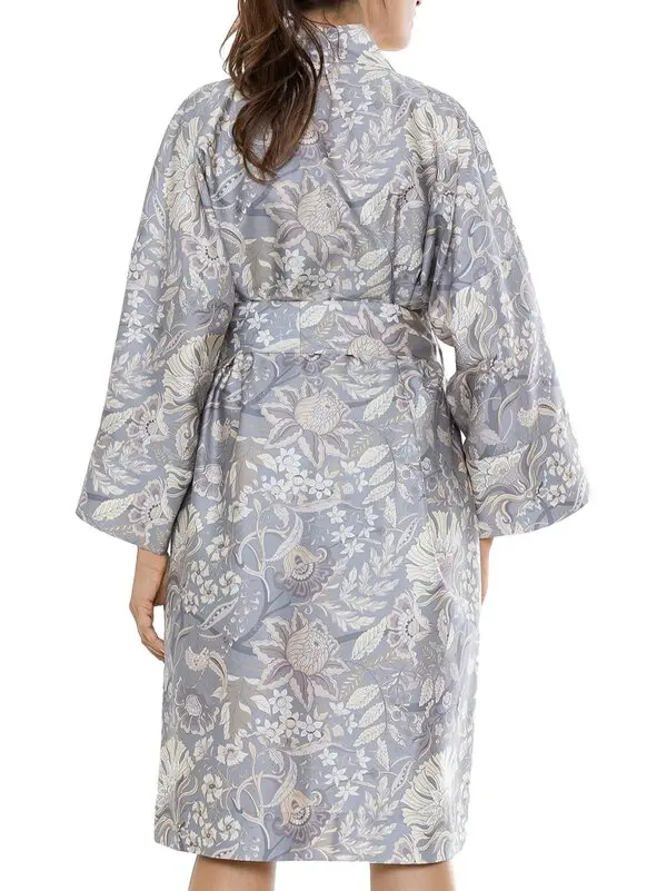 DECOFLUX HOME Cotton Sateen Kimono Robe - Grey