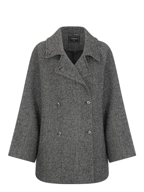 TRIONA Sarah Pea Coat - Black/grey