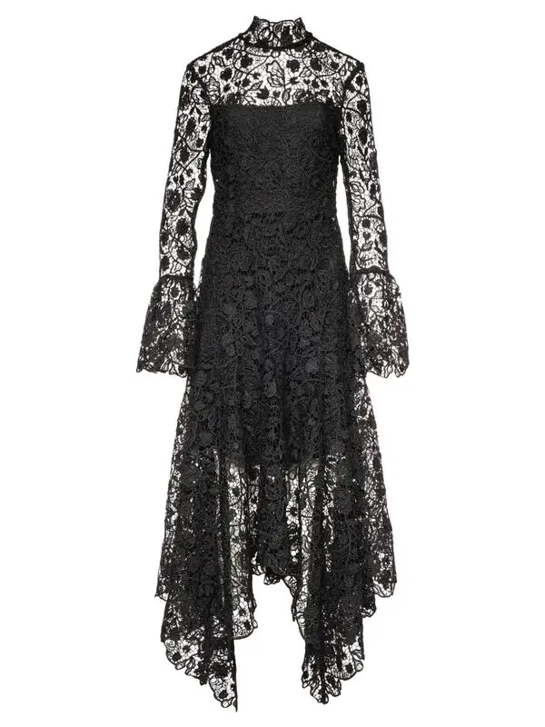 VASILIKI ATELIER Leila High Neck Lace Dress - Black