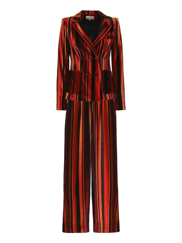 JULIA ALLERT Striped Velvet Co-ord Set - Red