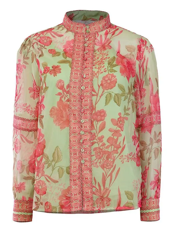 RAISHMA Aspen Floral Chiffon Shirt - Green