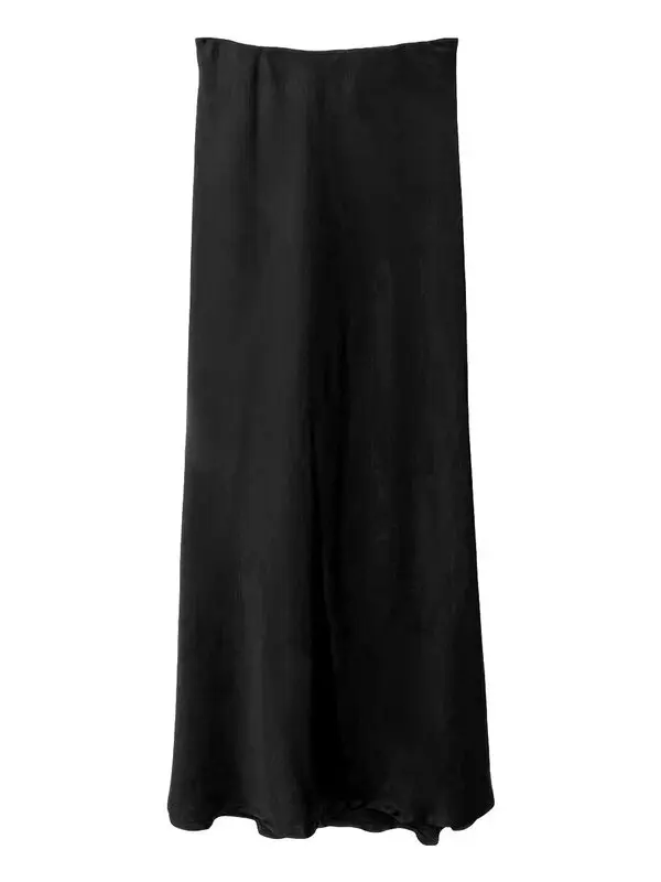 L2R THE LABEL Draped Satin Slip Skirt - Black