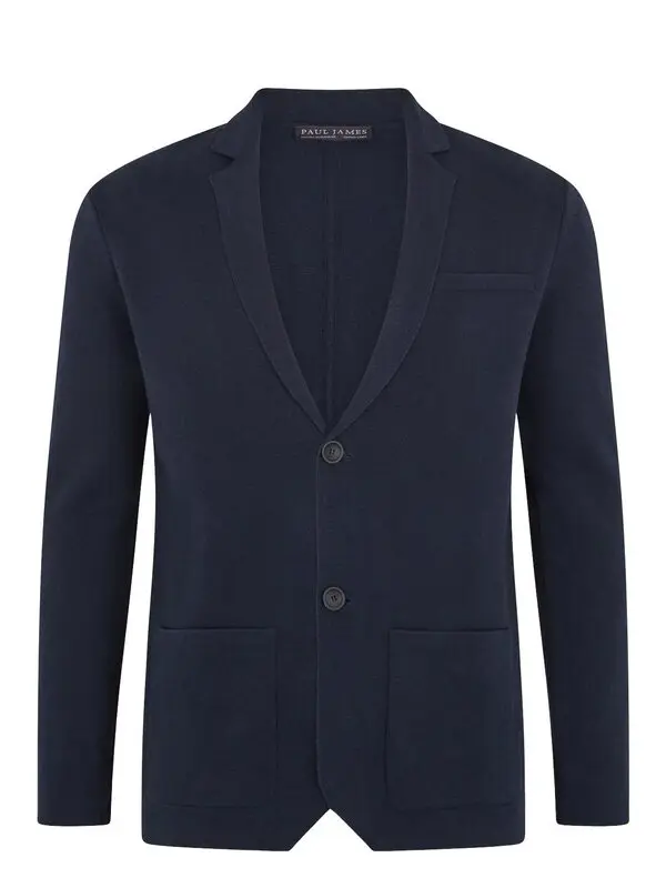 PAUL JAMES KNITWEAR Luca Lightweight Knitted Blazer - Blue