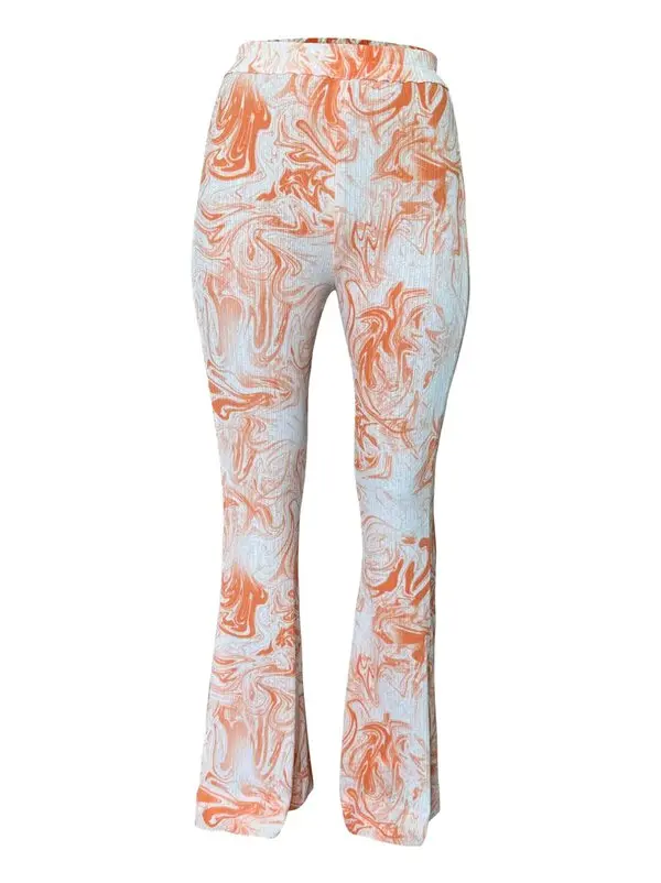 JANARA JONES Tie Dye Ribbed Flare Trousers - Black/white