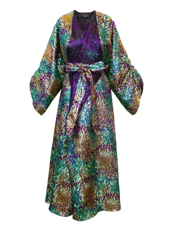 BYVINNIK Parisian Coat In Jacquard - Gold/green/purple
