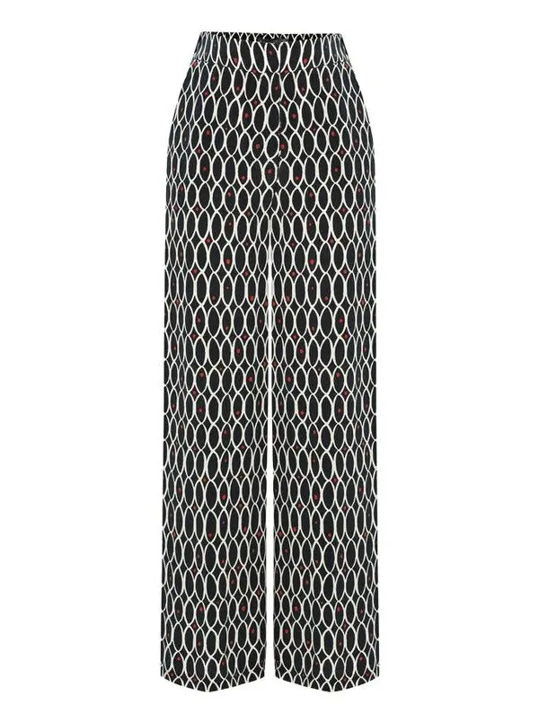 EXQUISE Geometric Patterned Palazzo Pants - Grey