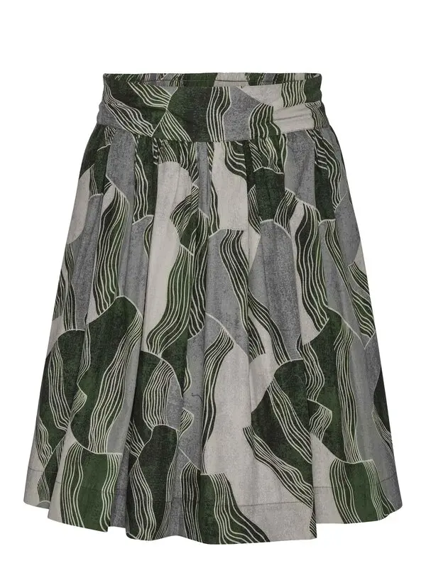 GROBUND Svala Abstract Landscape Skirt - Green
