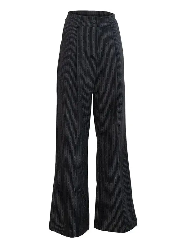 VAZAF Pinstripe Pleated Trousers - Black/white