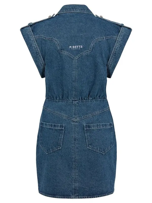 M SETTE PARIS Solènne Denim Jacket Dress - Blue