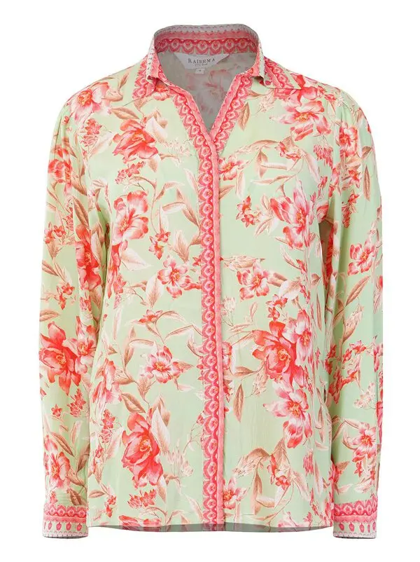 RAISHMA Floral Print Long-sleeve Shirt - Green