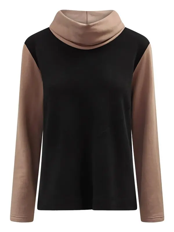 Haris Cotton Color Block Turtleneck Blouse - Black