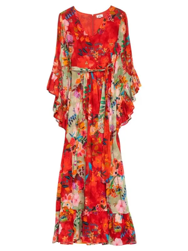 NIZA Cora Long Sleeve Maxi Dress - Red