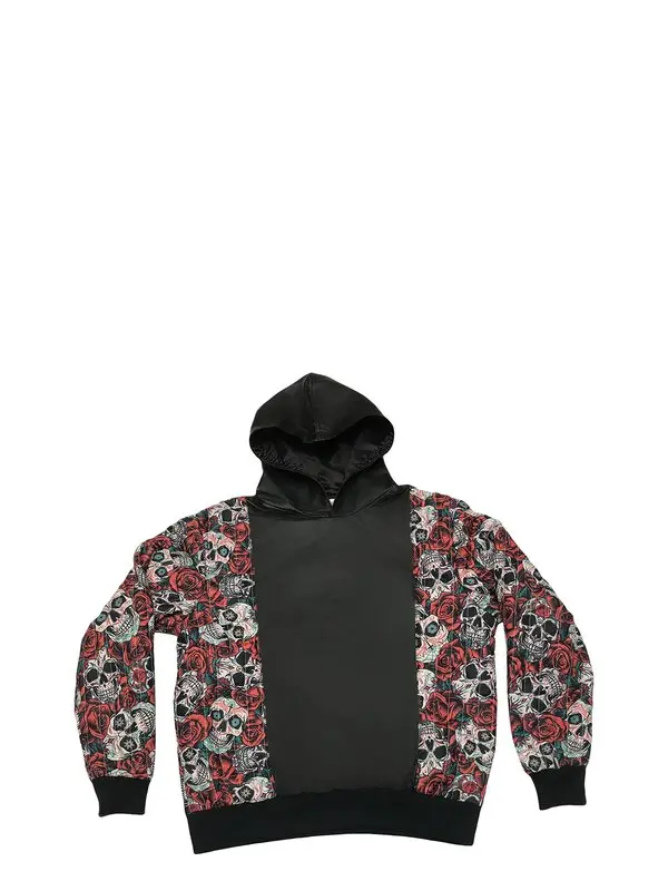 ZASTASTUDIO Cotton & Leather Hybrid Hoodie - Black/red