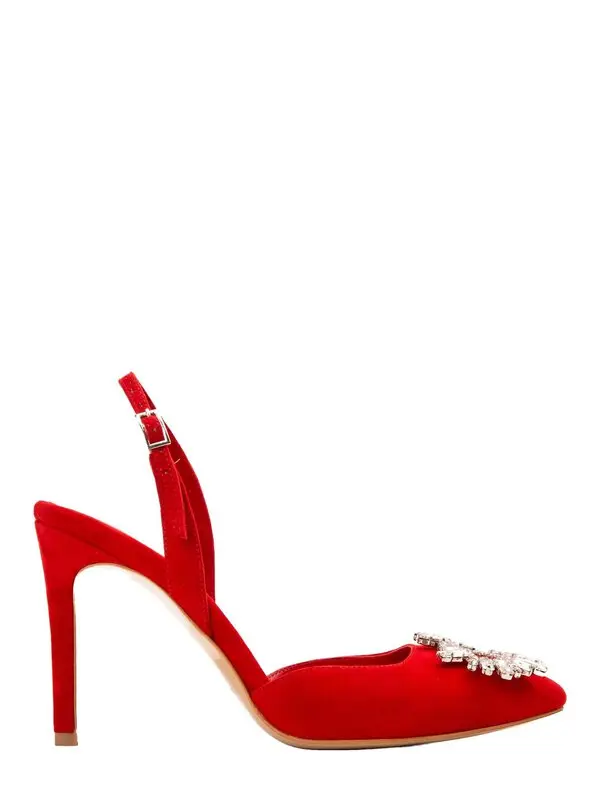 GINISSIMA Alice Crystal Brooch Slingback - Red