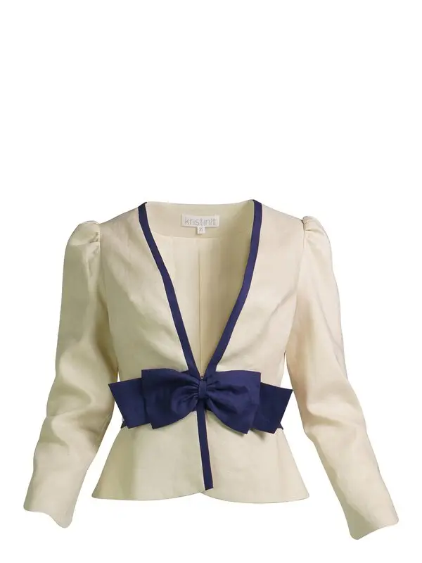 KRISTINIT Linen Anaïs Jacket - Blue