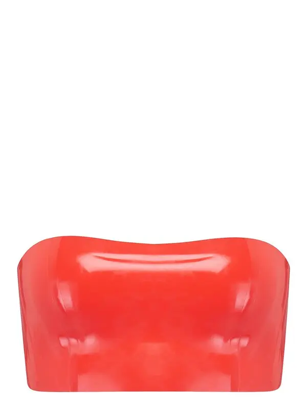 ELISSA POPPY Latex Strapless Crop Top - Red