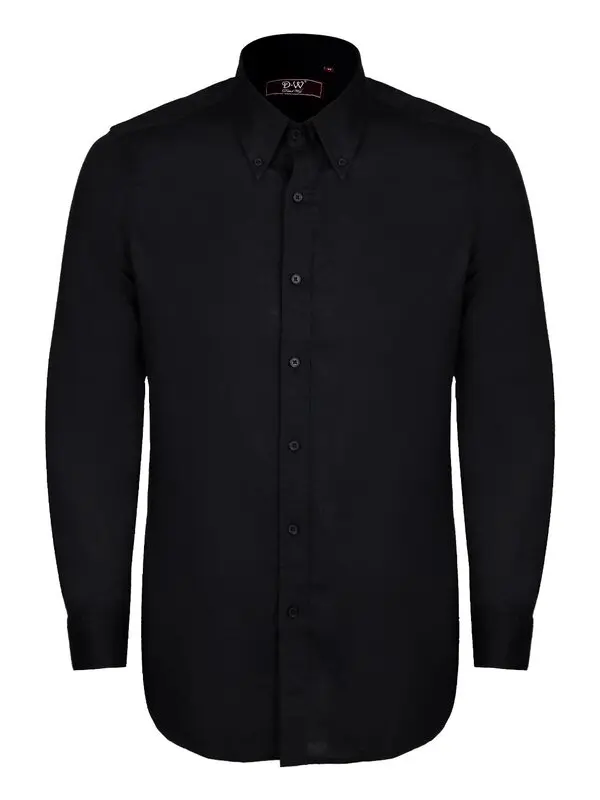 DAVID WEJ Hugo Linen Pin Down Shirt - Black