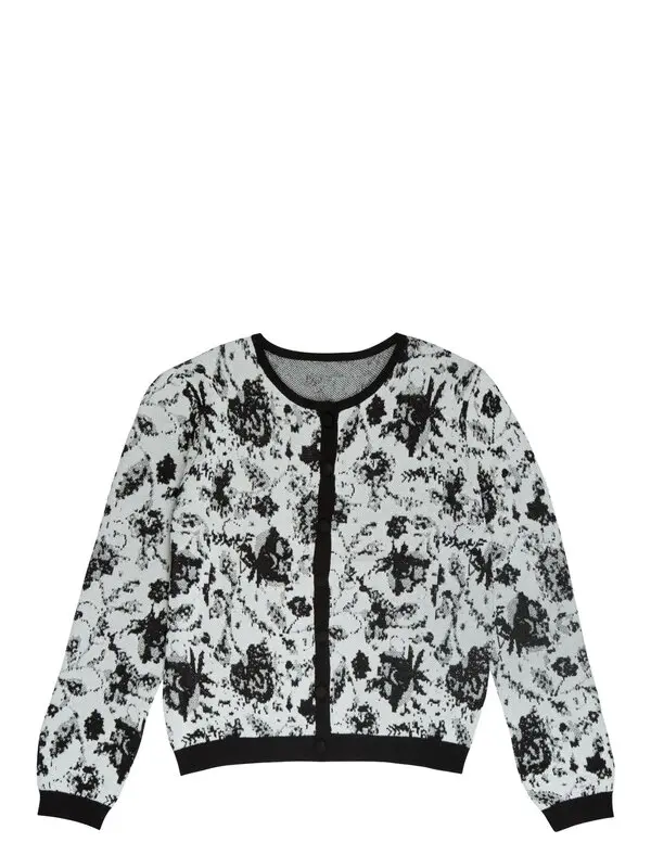 ROCH PEREL Metallic Jacquard Knit Cardigan - Silver