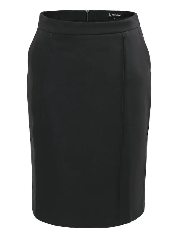 SMART AND JOY Straight Skirt With Stitched Folds - Black