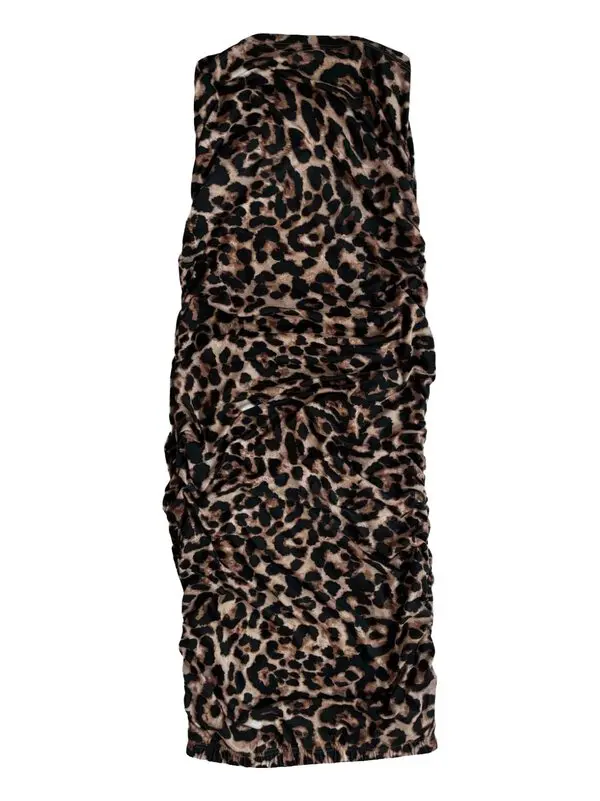 CIRCULAR PATH Leopard Print Ruched Skirt - Black/brown