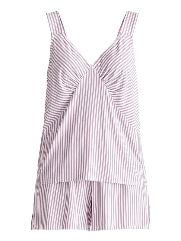 PAISIE Striped Pajama Set - White/pink